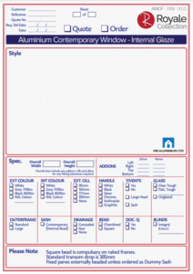 Aluminium Contemporary Window Order Form - MB Frames